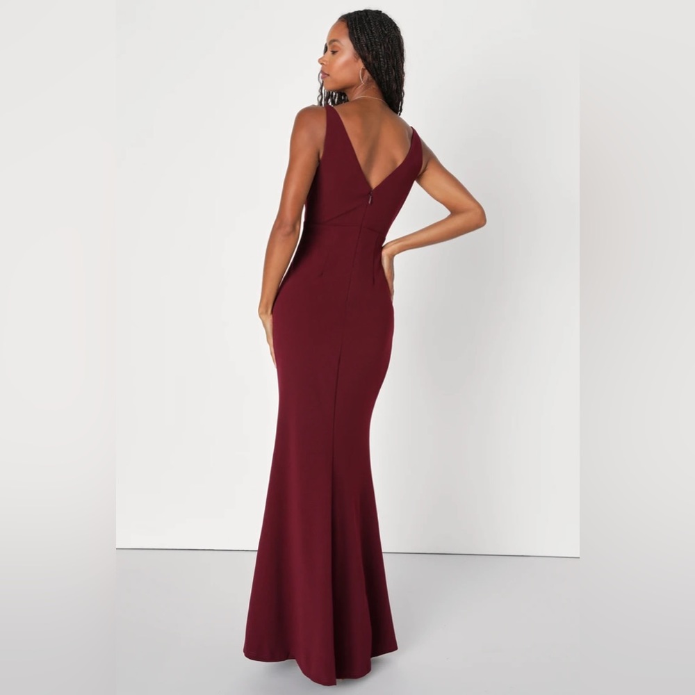 Maroon Lulus Maxi Mermaid Evening Gown Xs - Gem